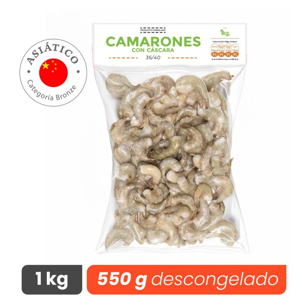 Camarón 36/40 Crudo con Cáscara – Bronze – Caja 10 kg – Global Frozen
