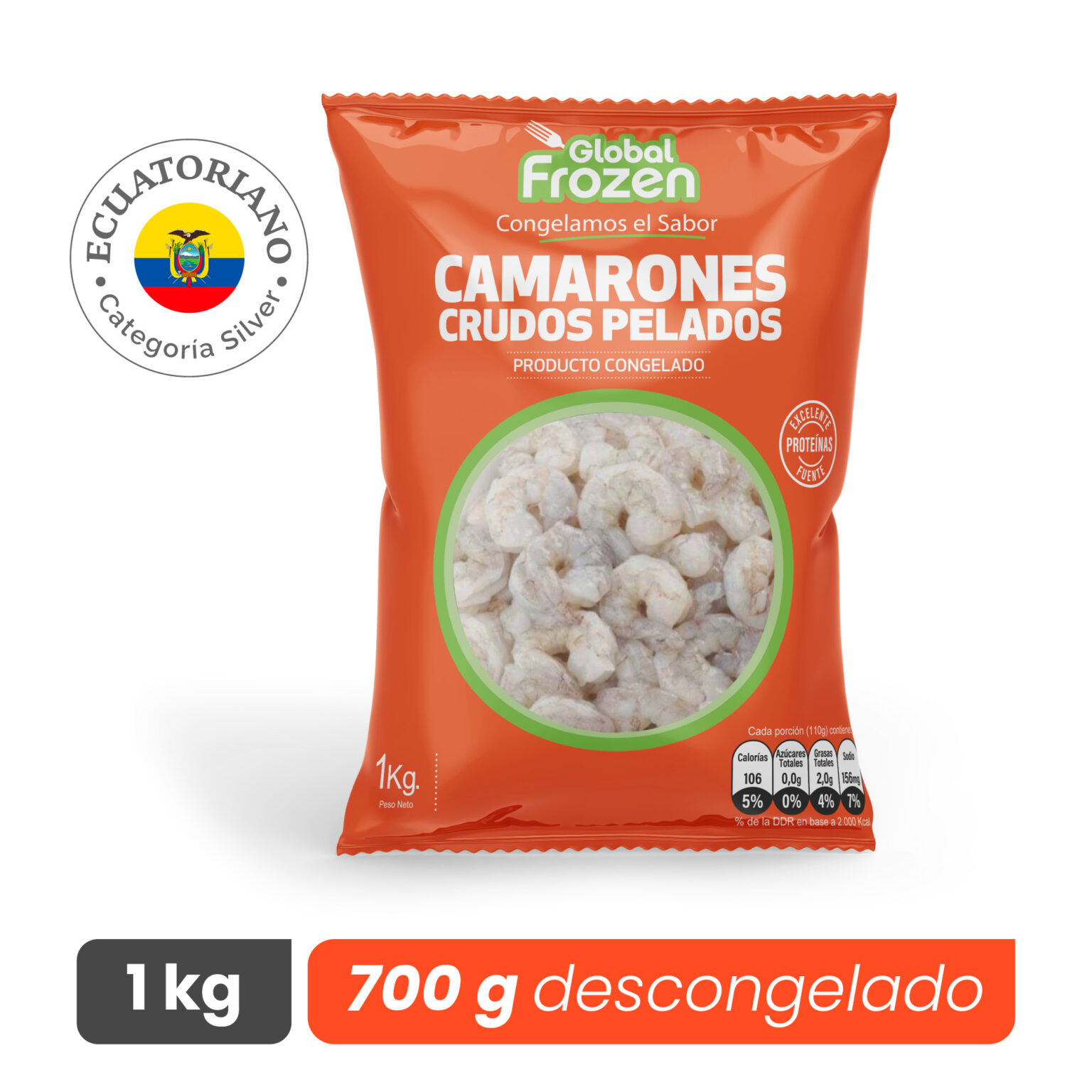 Camarón Medium Crudo Pelado sin Vena – Silver – Caja 10 kg – Global Frozen