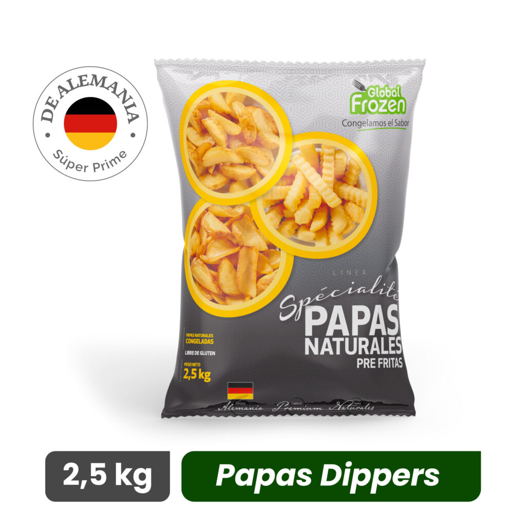 Papas Fritas Dippers – Corte Ondulado – Caja 10 kg – Global Frozen